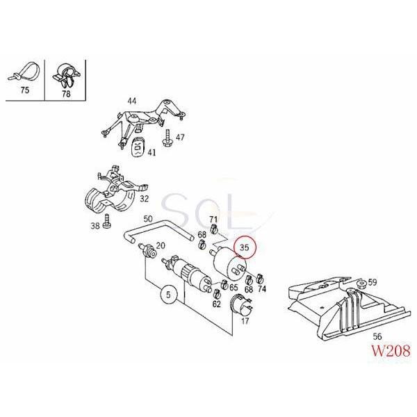 Mercedes-Benz ベンツ W208 W209 フューエルフィルター(フューエルストレイナー) CLK200 CLK240 ...