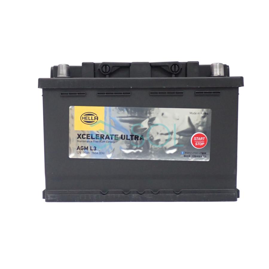 HELLA製 AGM バッテリー 70AH アウディ A1 A3 A4 A5 A6 Q3 Q5 TT 高性能 LN3 12V 8EB354810011 000915105CC ...