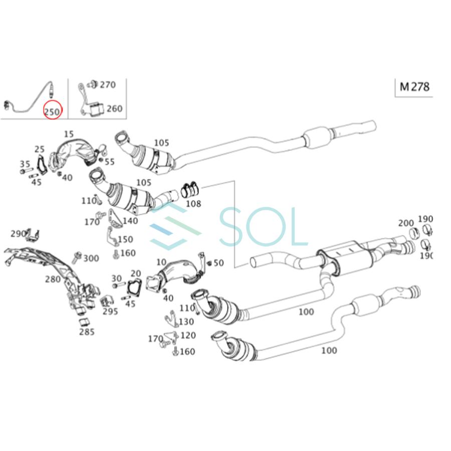 Mercedes-Benz ベンツ W204 W212 W207 W218 R231 O2センサー ラムダセンサー 触媒後側 C300 ...