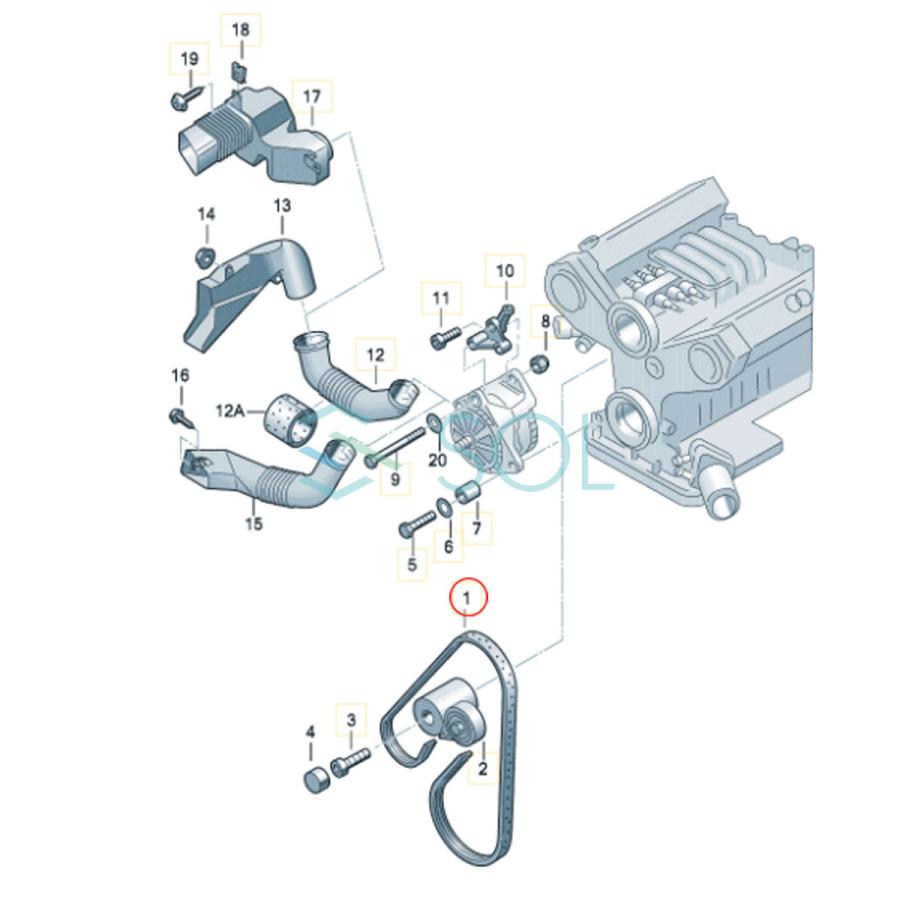 フォルクスワーゲン（Volkswagen） VW ポロ(9N_ 6R) ファンベルト Vベルト 6PK1870 6PK1873 6PK1875 ...