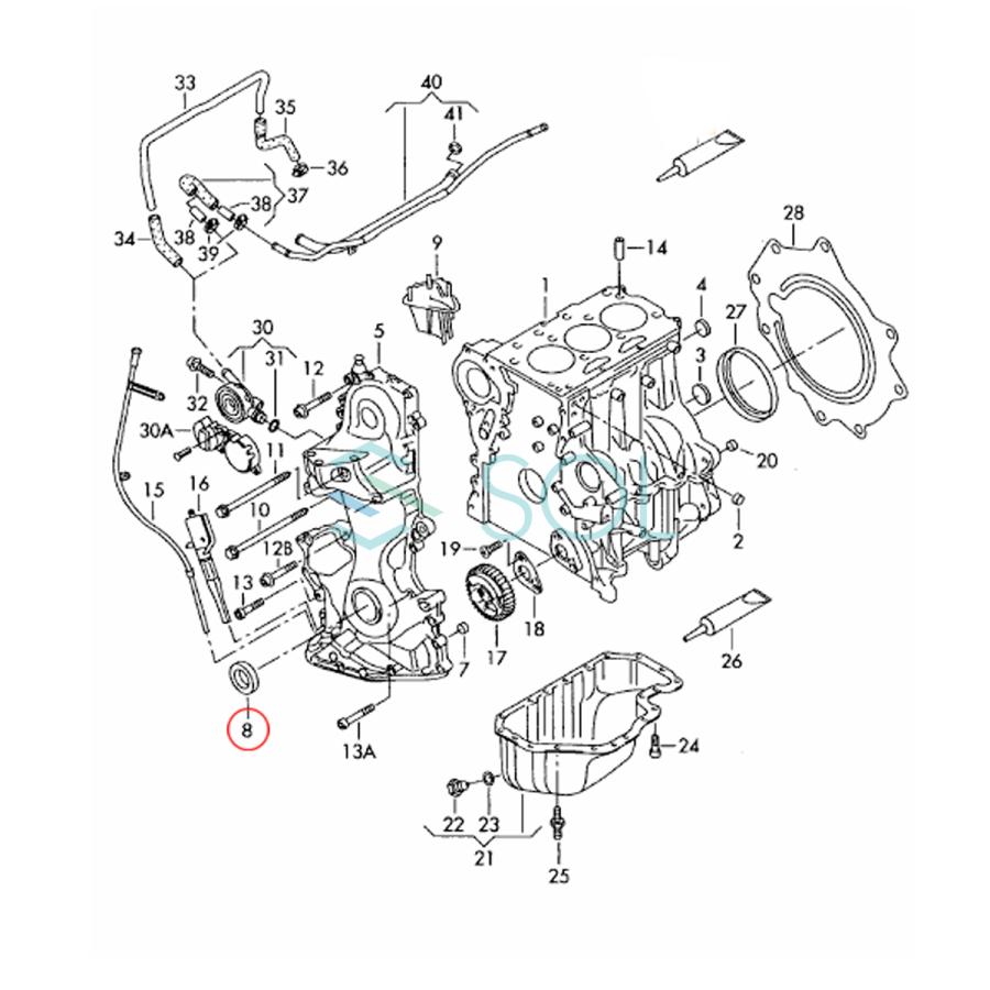 フォルクスワーゲン（Volkswagen） VW ポロ シロッコ シャラン ティグアン トゥーラン クランクシャフトシール オイル シール ...