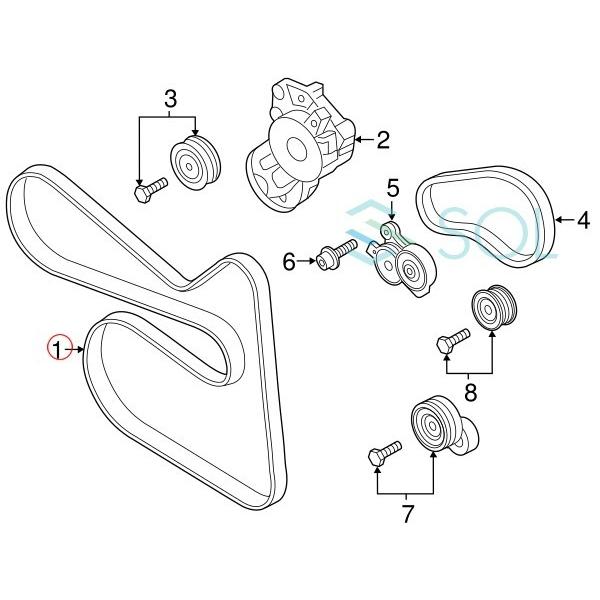 BMW F20 F21 118d F30 F31 F34 320d F25 X3 20dX F15 X5 35dX ファンベルト ...
