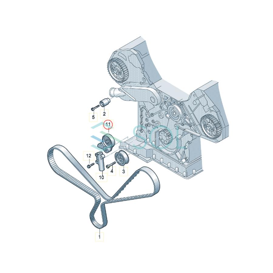 フォルクスワーゲン（Volkswagen） VW トゥアレグ(7LA 7L6 7L7) タイミングベルトテンショナー 077109485C ...