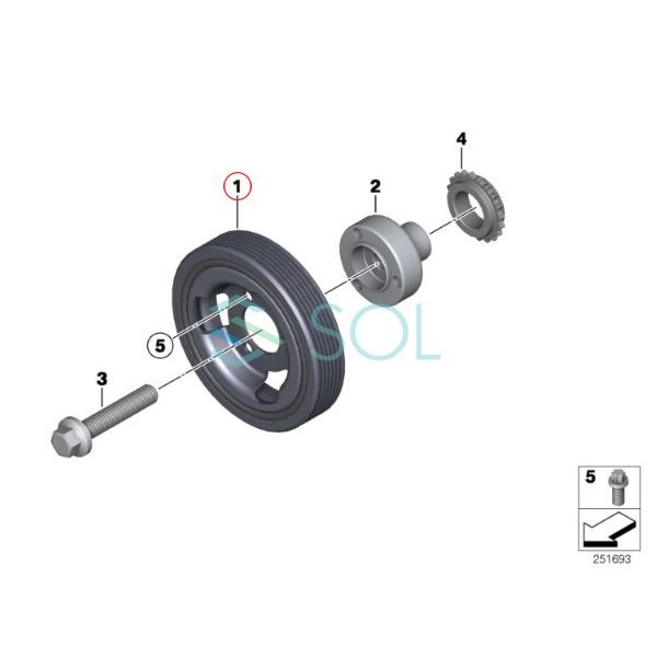 BMW F20 F21 F30 クランクプーリー バイブレーションダンパー 116i 120i 320i 11237638551 出荷締切18 ...