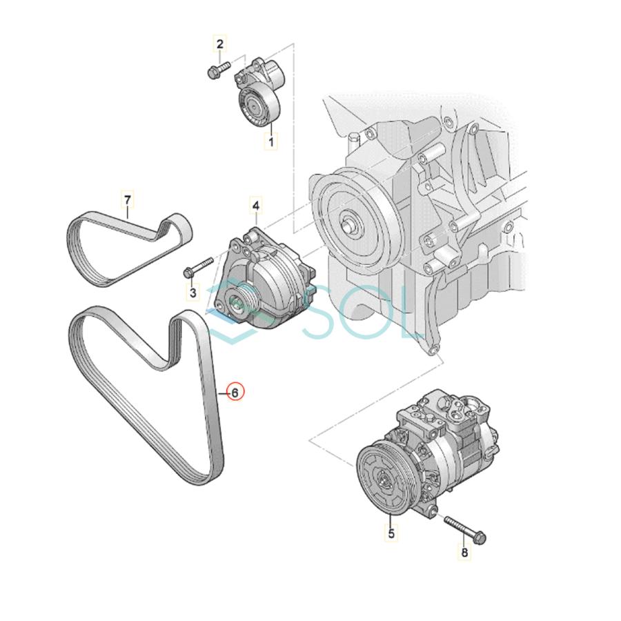 フォルクスワーゲン VW ゴルフ7(5G1 BQ1 BE1 BE2) ゴルフ7ヴァリアント(BA5 BV5) ファンベルト 6PK1003 6PK1005 04E145933P ...