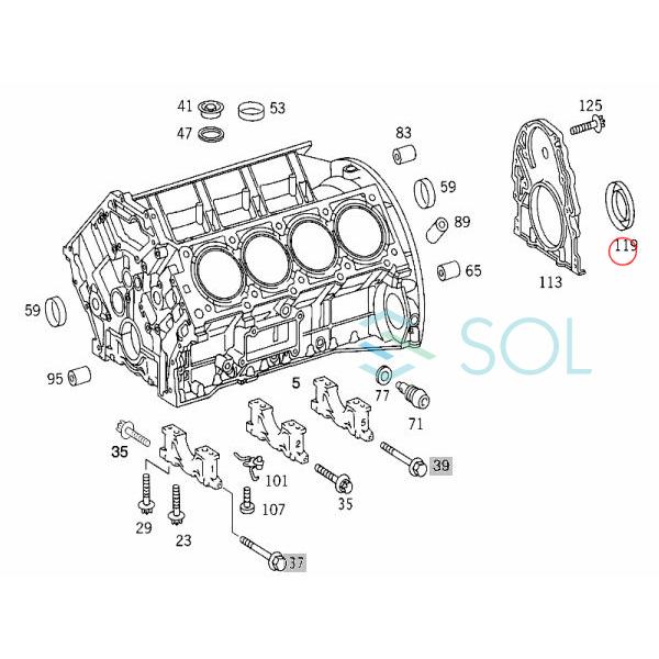 Mercedes-Benz ベンツ W163 W164 リア クランクシール クランクシャフトシール ML320 ML350 ML430 ...