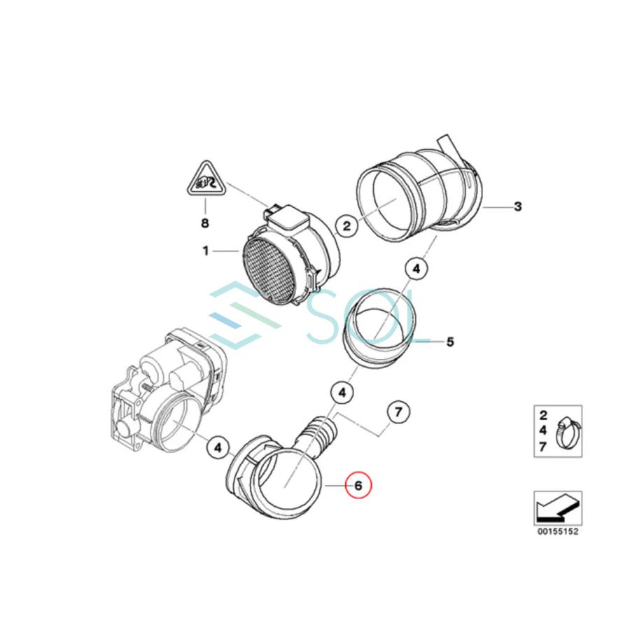 BMW E46 Z3 エルボパイプ エアインテークホース 330i 330xi 330Ci 3.0i 13541438759 出荷締切18時 ...
