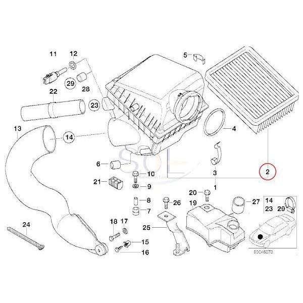 BMW E34 E39 E32 E38 E53 X5 エアフィルター 530i 540i 730i 735i 740i 4.4i 4.6is 4.8is 13721736675 ...