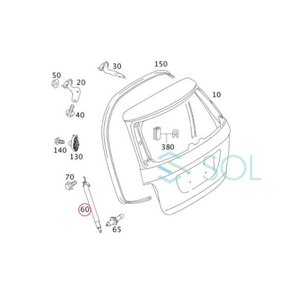 Mercedes-Benz ベンツ W164 リアゲートダンパー トランクダンパー 右側 ML350 ML500 ML550 ML63 ...