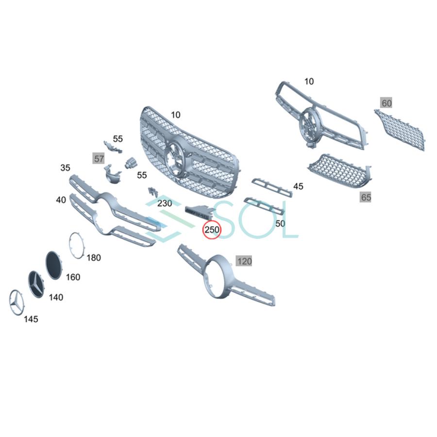ベンツ GLEクラス W167 純正 フロントグリル パナメリカーナグリル AMGバッジ エンブレム GLE53 GLE63 ...