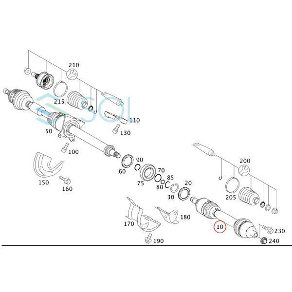 Mercedes-Benz ベンツ W169 W245 ドライブシャフト 左側 A170 A180 A200 B170 B180 B200 ...