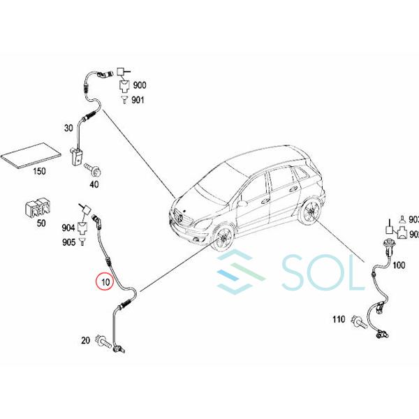 Mercedes-Benz ベンツ W169 W245 フロント スピードセンサー ABSセンサー 左右共通 A170 A180 A200 ...