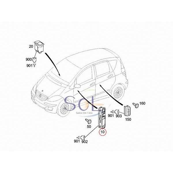 Mercedes-Benz ベンツ W169 W245 パワーウィンドウスイッチ 運転席側 ミラー電動格納用 ブラック A170 A180 ...