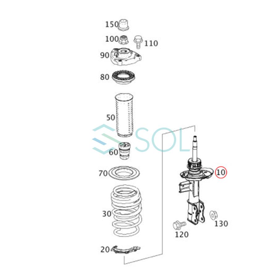 ベンツ W176 W246 C117 X117 フロント ショックアブソーバー 右側 A180 A250 B180 B250 CLA180 ...