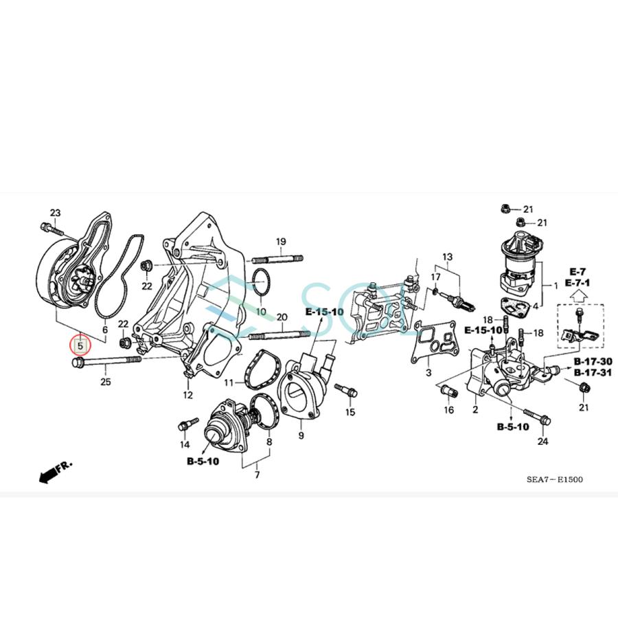 ホンダ アコード ワゴン(CM1 CM2 CM3) ストリーム アルマス(RN5) ウォーターポンプ パッキン付 19200-RFE-003 ...