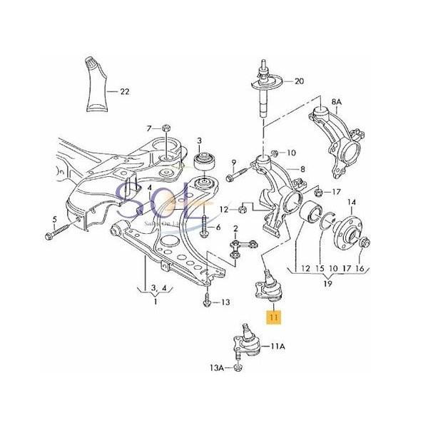 フォルクスワーゲン（Volkswagen） VW ゴルフ4 ボーラ ニュービートル フロント コントロールアーム ボールジョイント 右側 ...