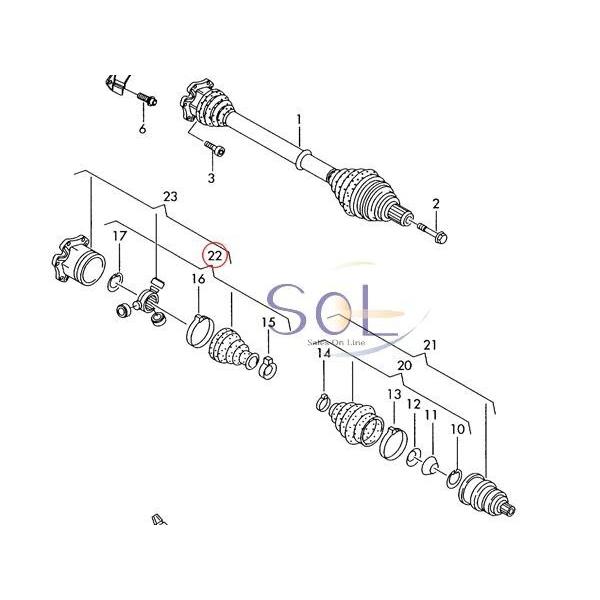 フォルクスワーゲン VW ゴルフ5(1K) ジェッタ(1K) パサート(3C) トゥーラン(1T) フロント ドライブシャフトブーツ インナー ...