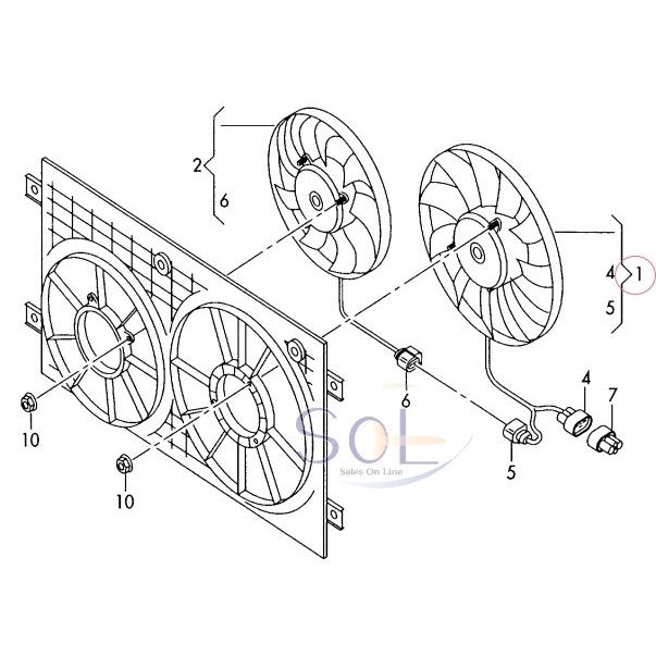 フォルクスワーゲン VW イオス ゴルフ5 ゴルフ6 ジェッタ ラジエーター 電動ファン (サブファン 360mm) 1K0959455FJ ...