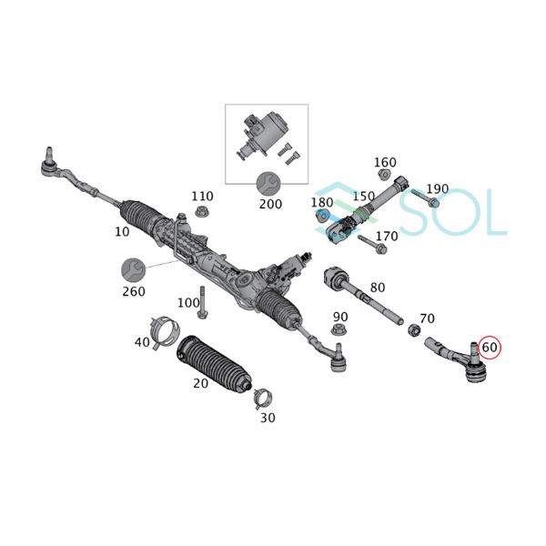 ベンツ W204 W207 ステアリング タイロッドエンド 右側 C180 C200 C250 C300 C350 C63 E250 E300 ...