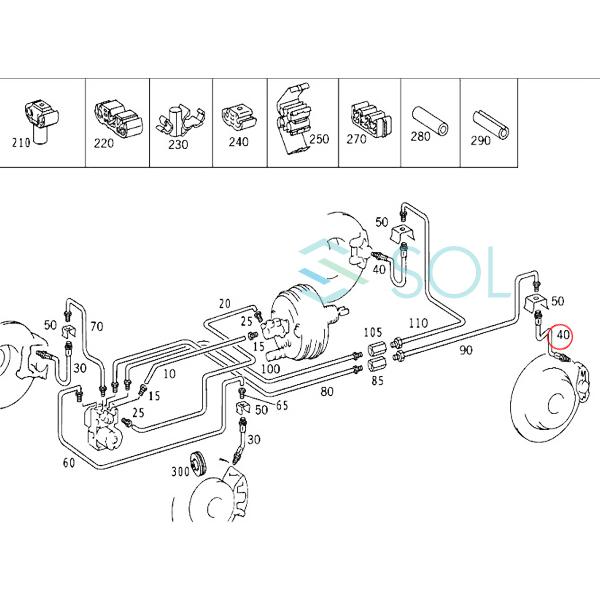 ベンツ W220 W215 R230 リア ブレーキホース 左右共通 S600 S65 CL65 SL350 SL500 SL550 ...