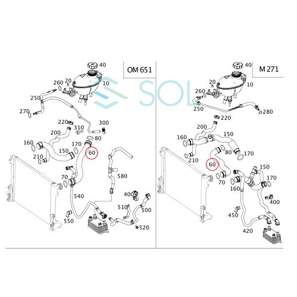 ベンツ W204 W212 W207 ラジエーター アッパーホース ウォーターホース C180 C200 C250 E250 ...
