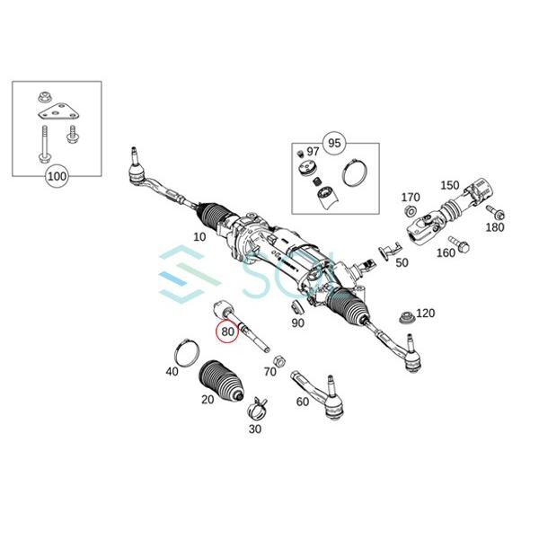 Mercedes-Benz ベンツ W205 インナータイロッド 左右共通 C180 C200 C220D C250 C300 C350E ...