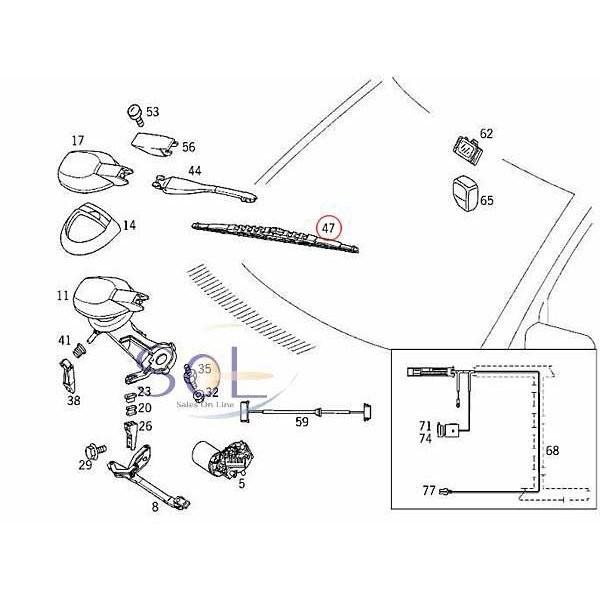 Mercedes-Benz ベンツ W210 ワイパーブレード E230 E240 E320 E430 E55 2108200045 ...
