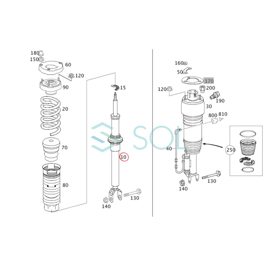 Mercedes-Benz ベンツ W211 フロント ショックアブソーバー 左右共通 E230 E240 E250 E280 E300 ...