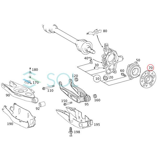 Mercedes-Benz ベンツ W211 W212 X204 リア ホイールハブ 左右共通 E240 E250 E280 E300 ...