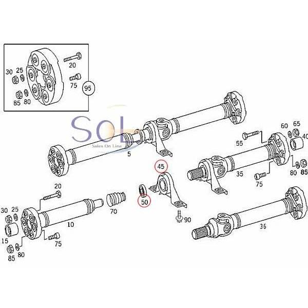 Mercedes-Benz ベンツ W219 W220 プロペラシャフト センターマウント(ベアリング付) CLS350 CLS55 ...