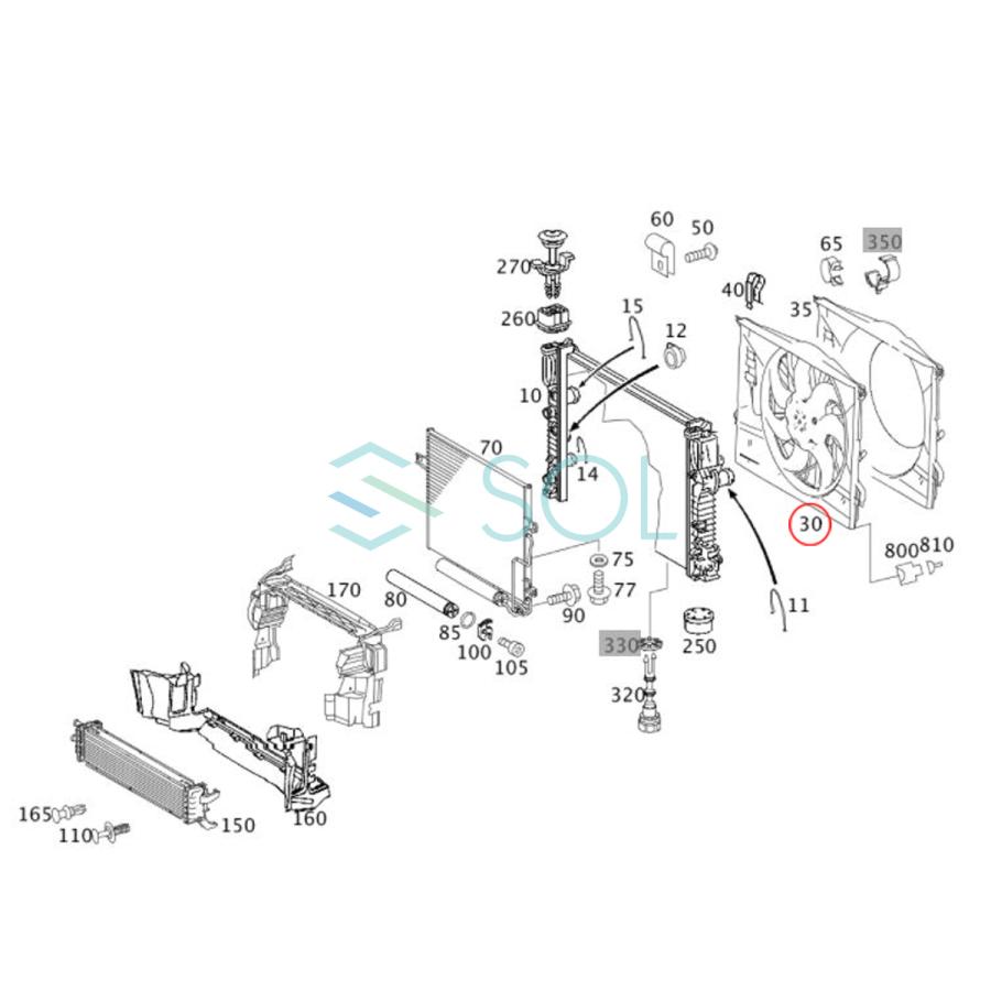 Mercedes-Benz ベンツ W221 W216 ラジエーター ブロアファン 電動ファン S350 S500 S550 S600 S63 ...