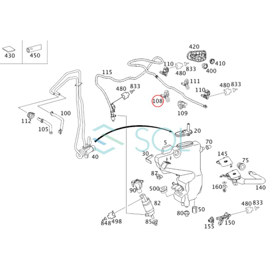 ベンツ W211 ウインドウ ウォッシャーノズル 左右共通 E240 E280 E300 E320 E350 E500 E550 E55 ...