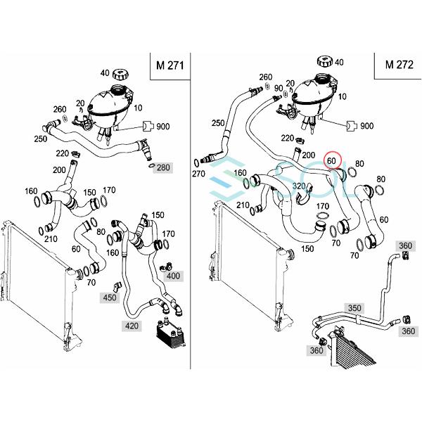 Mercedes-Benz ベンツ W212 ラジエーター アッパーホース ウォーターホース クーラントホース E250 E300 E350 ...