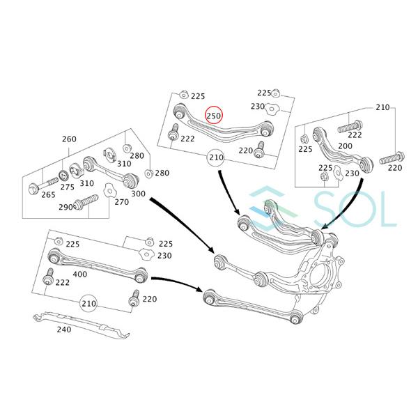 ベンツ W221 W216 リア ラジアスアーム 左側 S350 S500 S550 S63 CL550 CL63 2213500206 出荷 ...