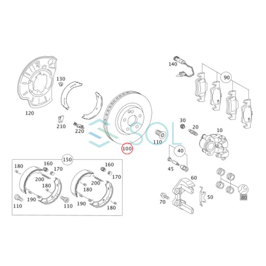 ベンツ R230 リア ブレーキローター ブレーキディスク 左右セット 傷有 SL350 SL500 SL550 SL600 SL55 ...
