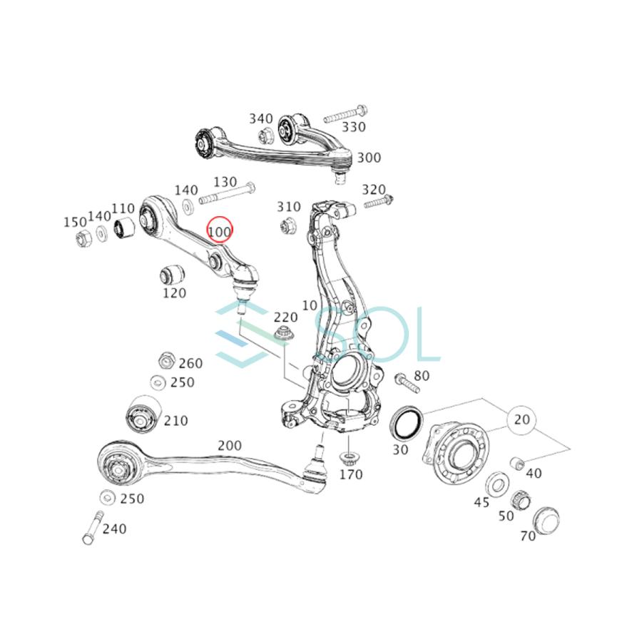 Mercedes-Benz ベンツ W222 W217 フロント ロアアーム コントロールアーム 左側 S300 S400 S450 S550 ...