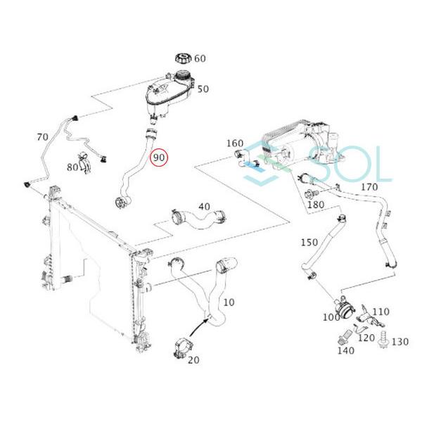 Mercedes-Benz ベンツ W176 W246 ウォーターホース(サブタンク〜ラジエーター) A180 A250 A45 B180 ...