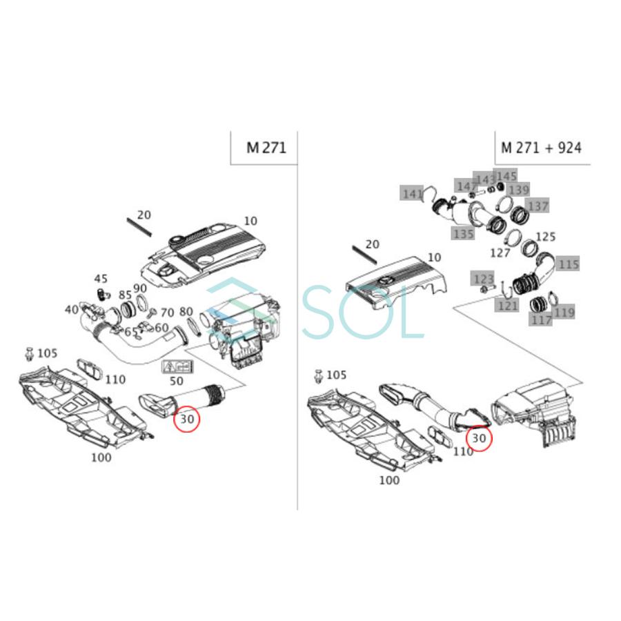 Mercedes-Benz ベンツ W204 W212 W207 エアインテークホース エアダクトホース C180 C200 C250 ...