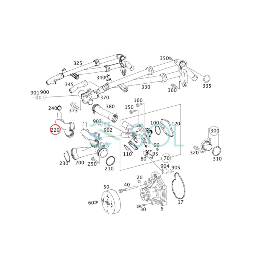 Mercedes-Benz ベンツ W204 W212 R172 クーラントホース ウォーターホース C200 E250 SLK200 ...
