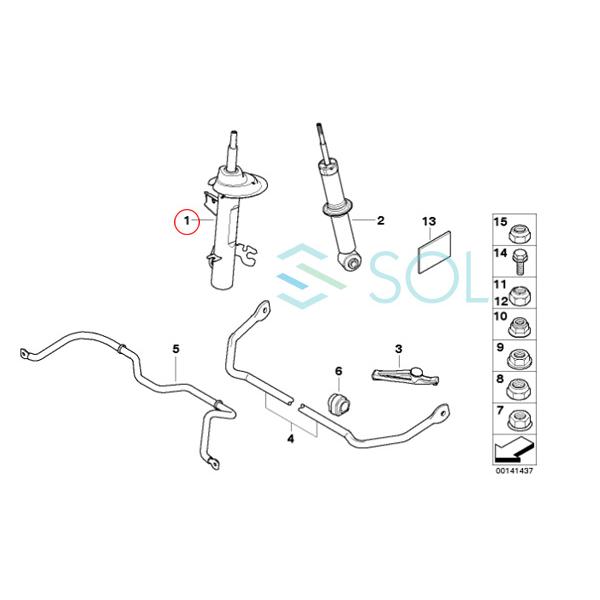 BMW BMW MINI R50 R52 R53 フロント ショックアブソーバー 左側 31316780521 31316780465 ...