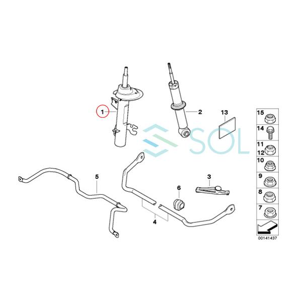 BMW MINI R50 R52 R53 フロント ショックアブソーバー 右側 31316780522 31316780466 ...