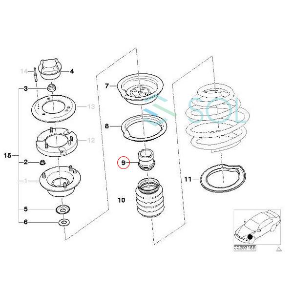 BMW E46 フロント ショック バンプラバー 補助ダンパー 左右共通 318i 320i 323i 325i 328i 330i ...
