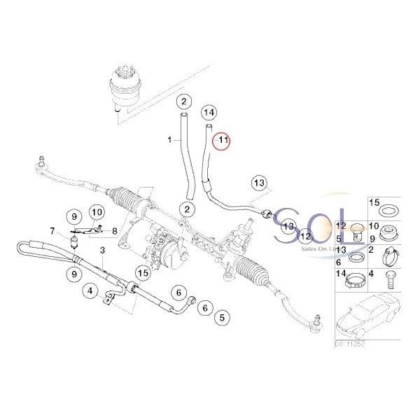 BMW MINI ミニクーパー R50 R52 R53 パワステリターンライン(リターンホース) 純正品 Cooper One 1.6i ...