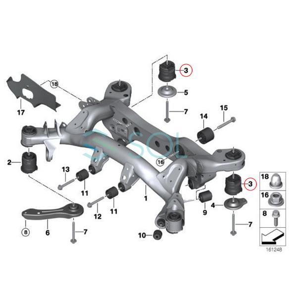 BMW E82 E87 E88 リア アクスルキャリア ラバーマウント フレームブッシュ リア側 左右セット 116i 118i 120i 130i 135i 33316758260 ...