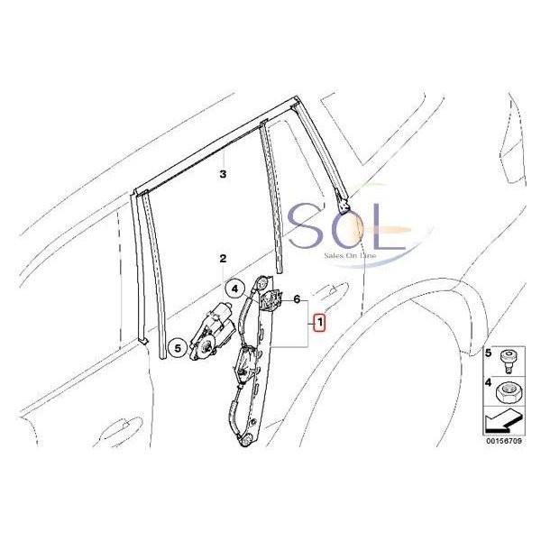 BMW BMW X3 E83 リア パワーウインドウレギュレーター 右側 2.5i 3.0i 2.5si 3.0si 51353448252 ...