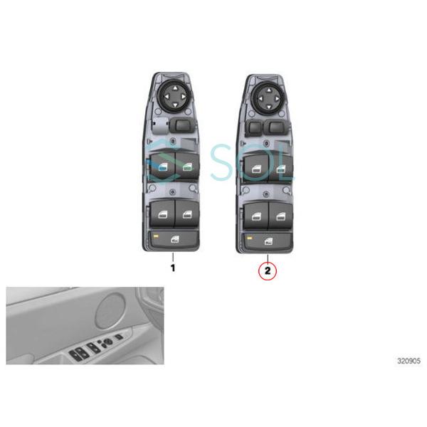 BMW F48 X1 F39 X2 パワーウインドウスイッチ 運転席側 ドアミラー電動格納車用 18d 18dX 18i 20i 20iX ...