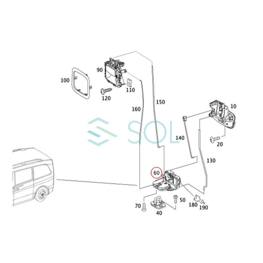 Mercedes-Benz ベンツ W639 トランクゲートロック テールゲートロック リア ドアロック V350 6397401635 ...