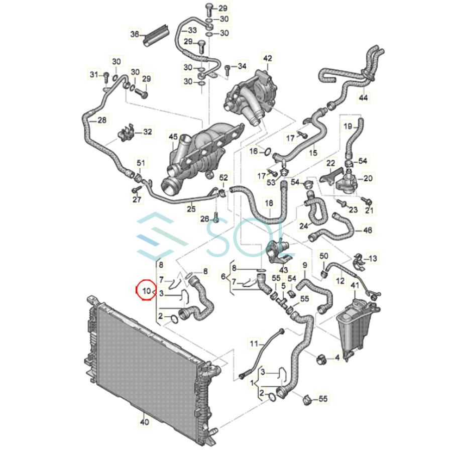 Audi（アウディ） A4 A5 アッパーホース 出荷締切18時 ラジエーター ラジエター クーラントホース 8K0121101M : 自動車 ...