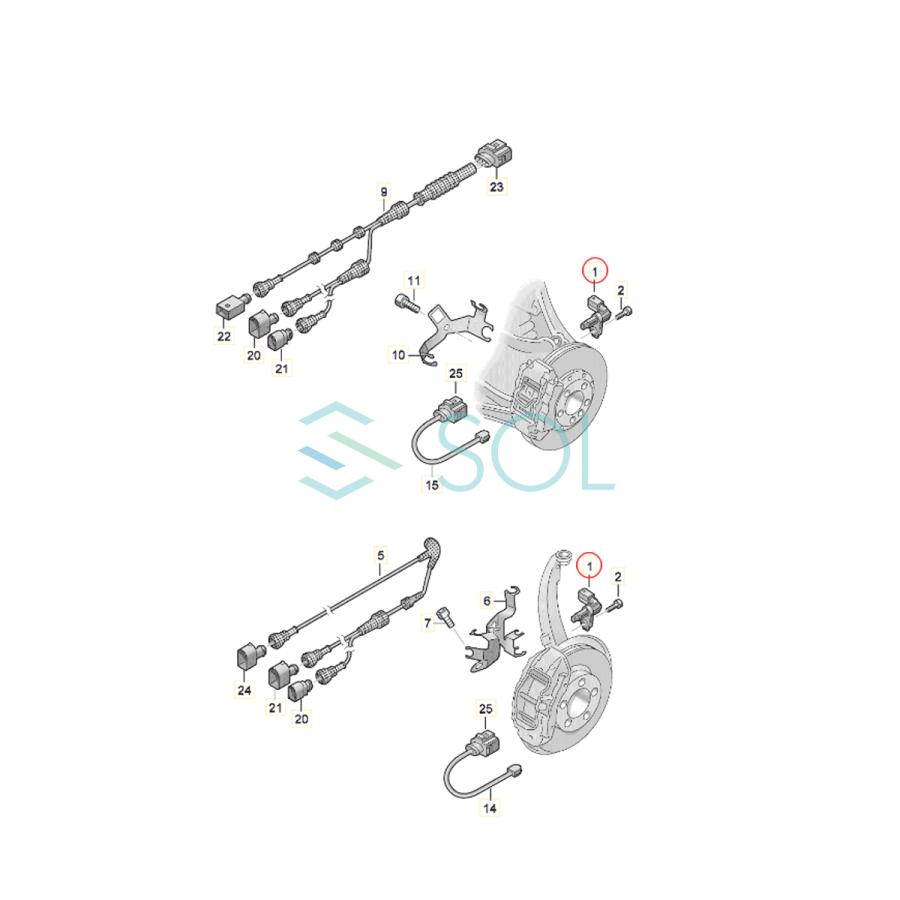 VW トゥアレグ(7P5) フロント ABSセンサー スピードセンサー 左右共通 WHT005651 7P0927807 7P0927807A ...