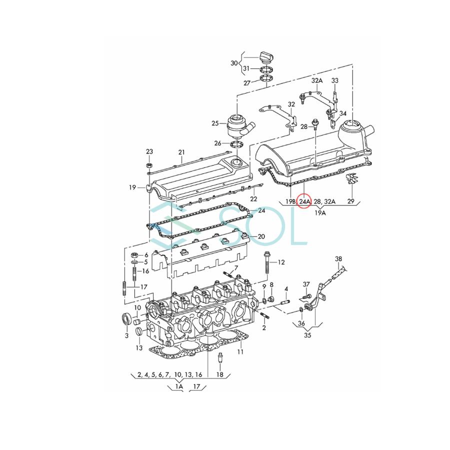 VW ゴルフ4 ボーラ ジェッタ4(162 163 AV3 AV2) ニュービートル シリンダーヘッドカバーガスケット タペットカバーパッキン 06A103483C :06A103483C ...